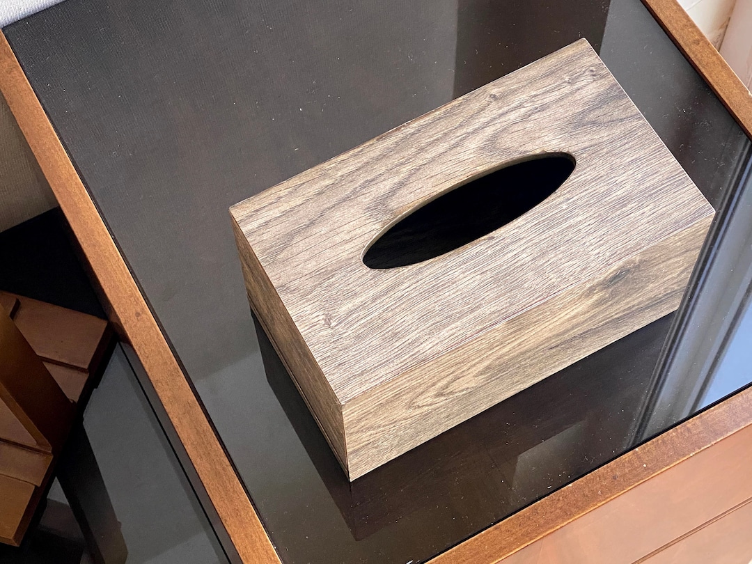 Gray Oak Tissue Box Cover, Wooden Napkins Box Holder, Rectangular Box ...