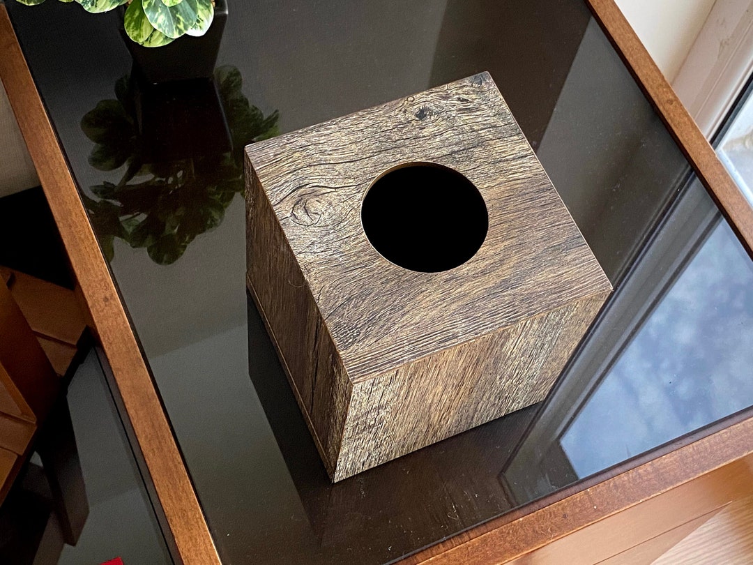 Vintage Gray Tissue Box Cover Square Wooden Box Cover for - Etsy