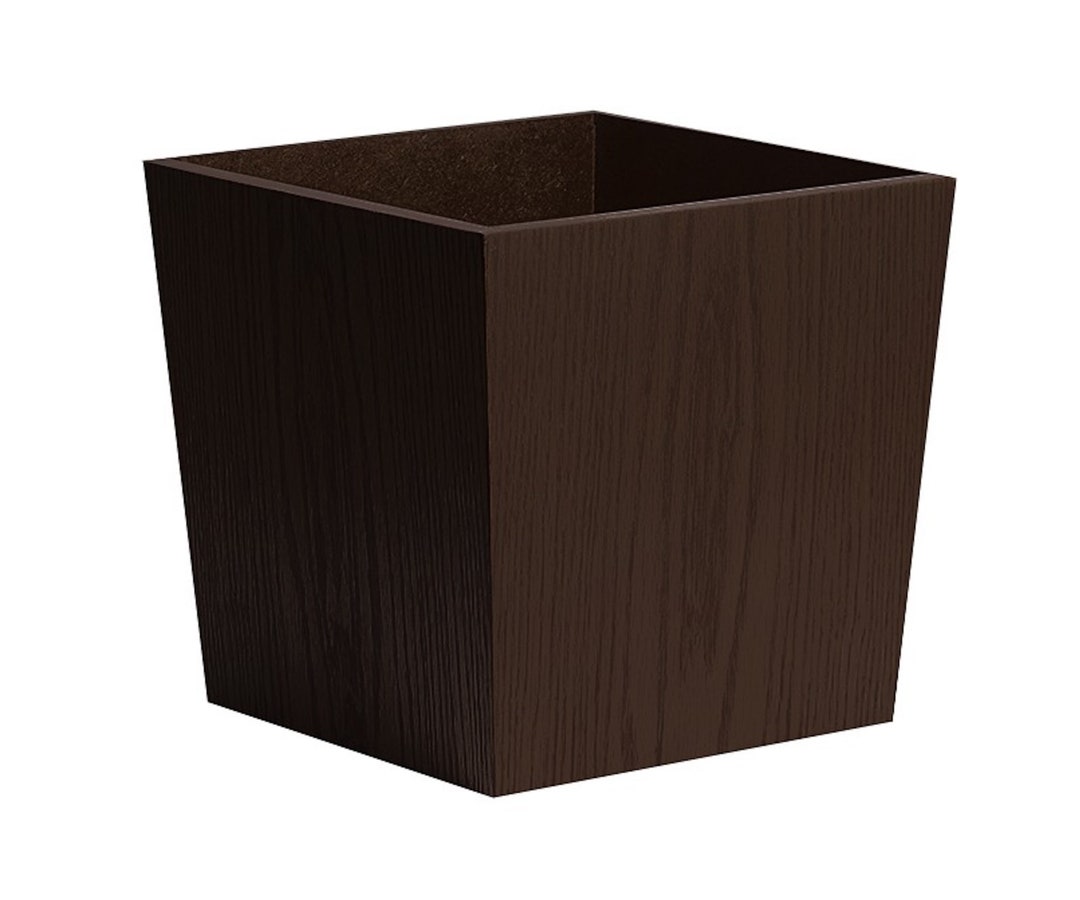 Mahogany Brown Wood Trash Can, Minimalist Bathroom Decor, Modern ...