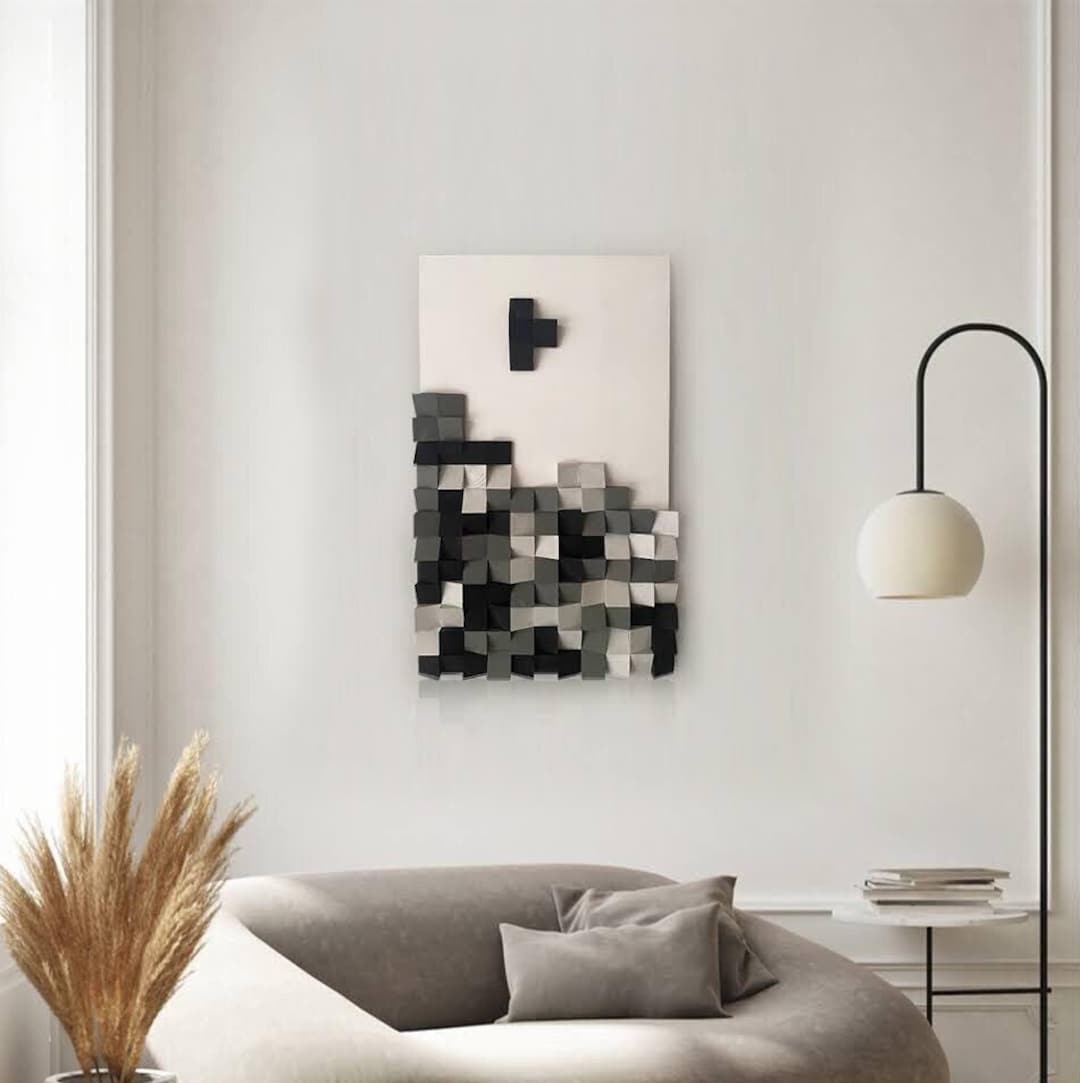 Wooden Vertical Wall Art, Tetris Wall Art, 80s Home Decor, Wood Blocks ...