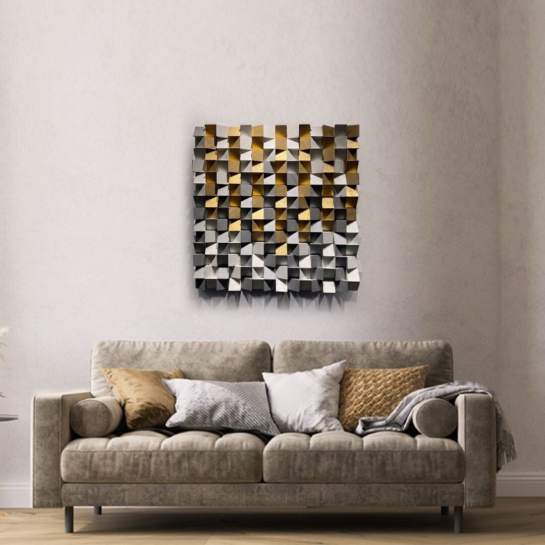 Gold and Silver Wall Panel Square Wall Hanging Wood Wall - Etsy