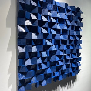 Acoustic Panel, 3D Wood Wall Art, Wooden Wall Decor, Blue Sound ...