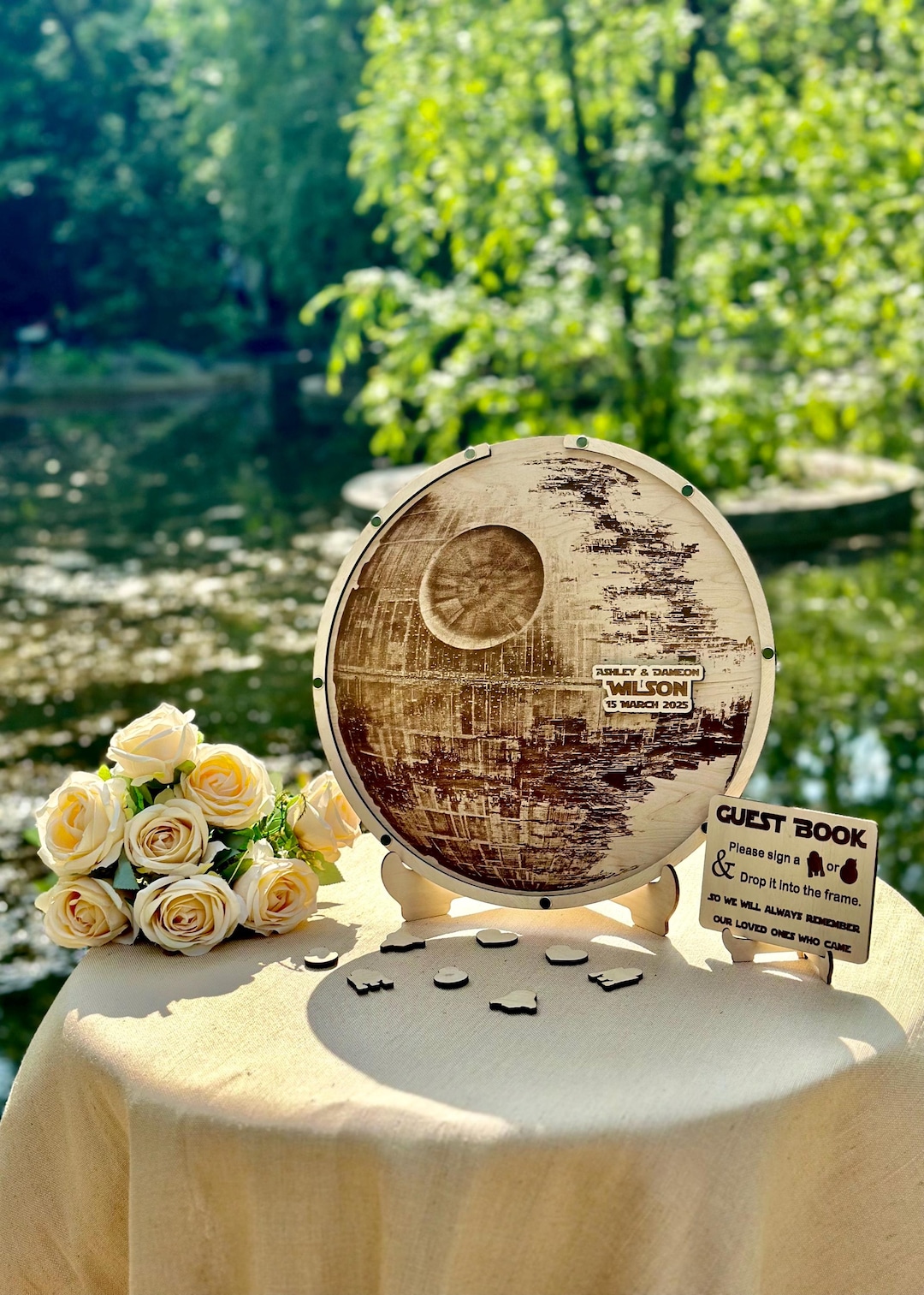 Wooden Death Star Wedding Guest Book Alternative Star Wars Wedding ...
