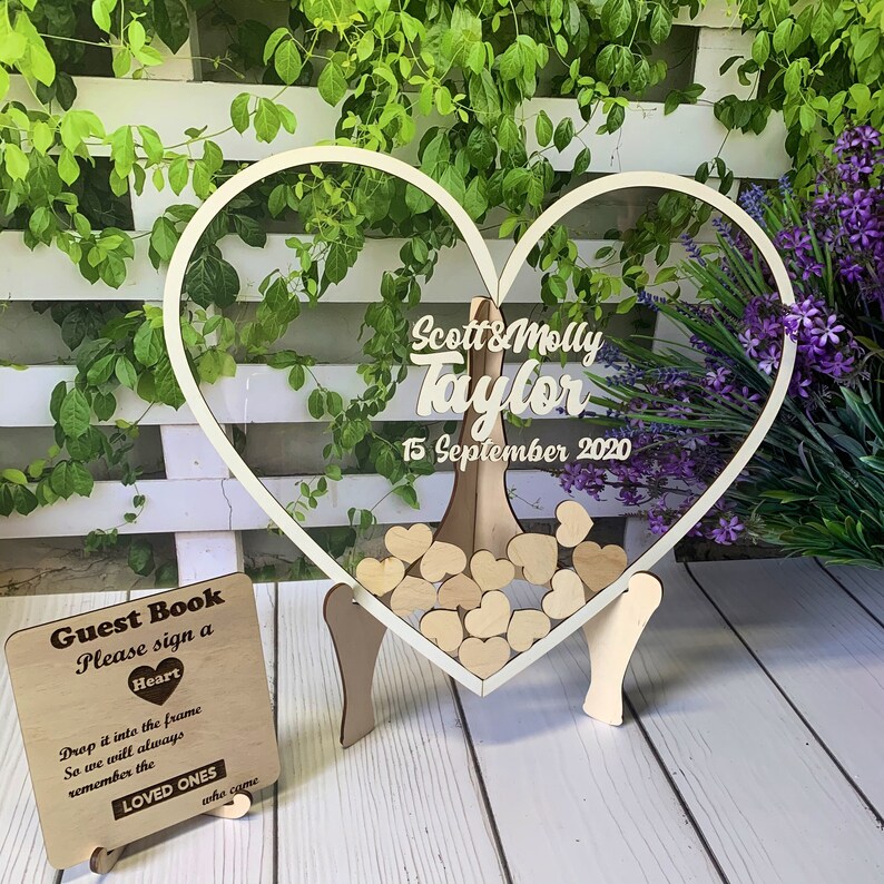 Acrylic heart shaped wedding guest book | Etsy