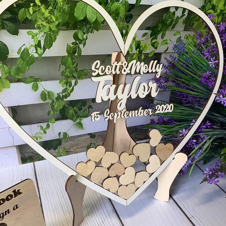 Acrylic heart shaped wedding guest book | Etsy