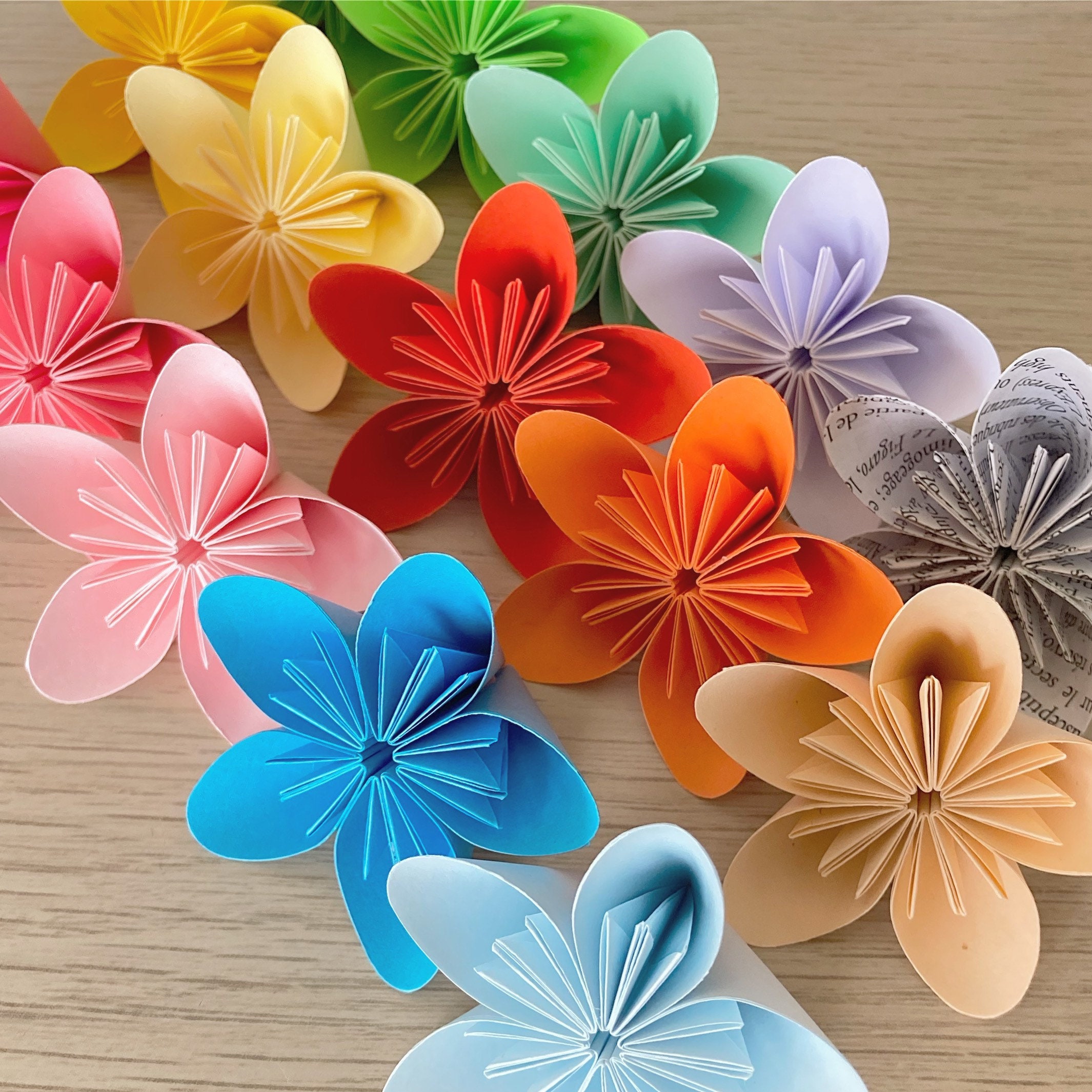 Fleurs en origami Fleurs en papier Par lot Couleurs au - Etsy.de