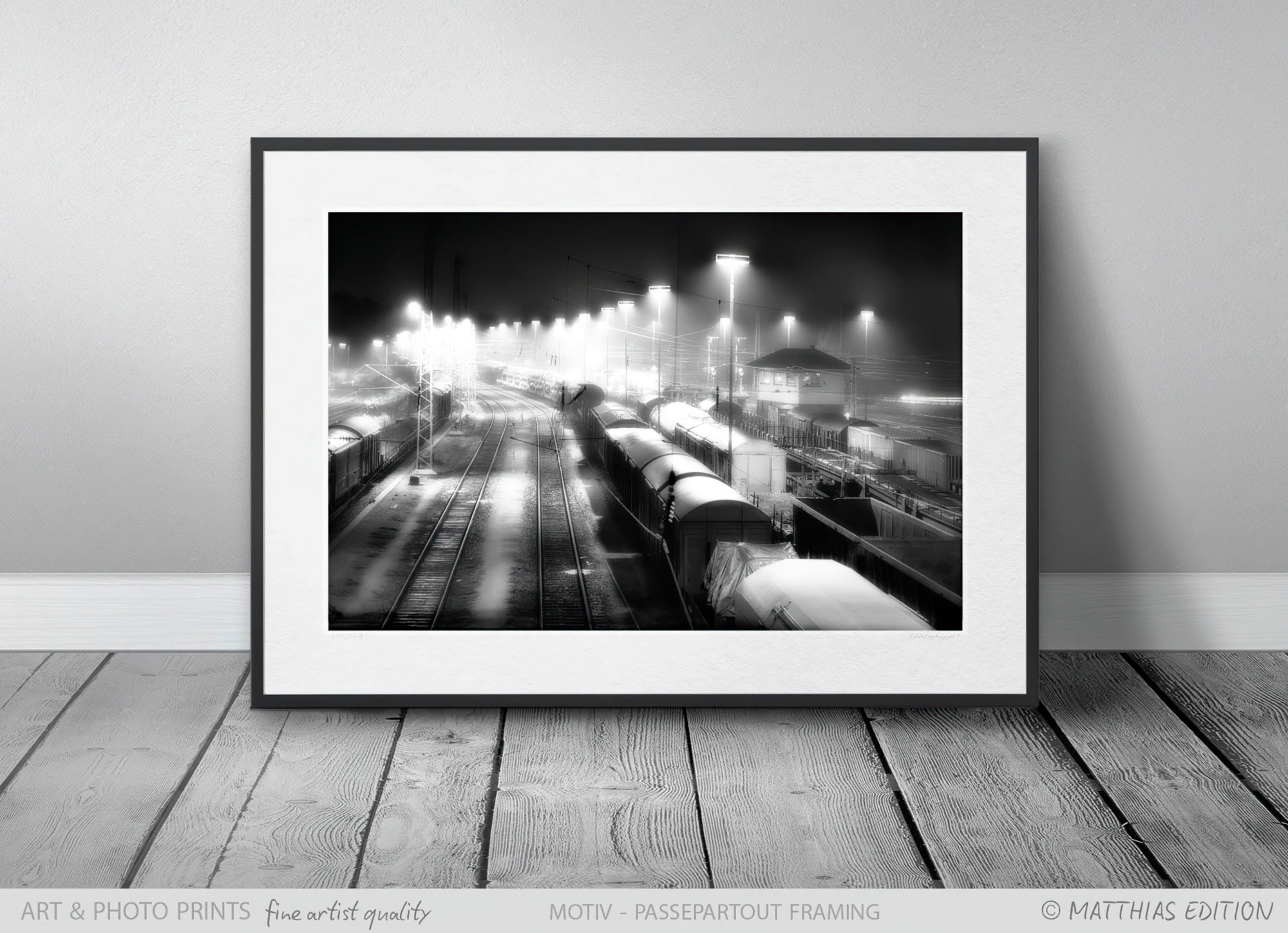 Midnight Trains Poster Photo Railway Station in Black & White, Stylish ...