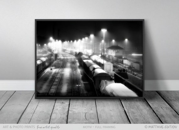 Midnight Trains Poster Photo Railway Station in Black & White - Etsy