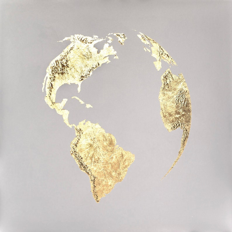 Gold Leaf World Map Gold Leaf Map Custom Gold Leaf World Map - Etsy
