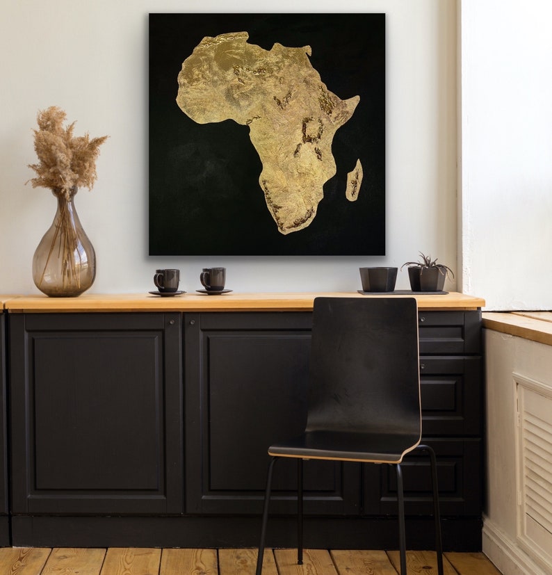 Gold Leafmap of Africa Africa Map Africa Love Map of Africa African Art ...