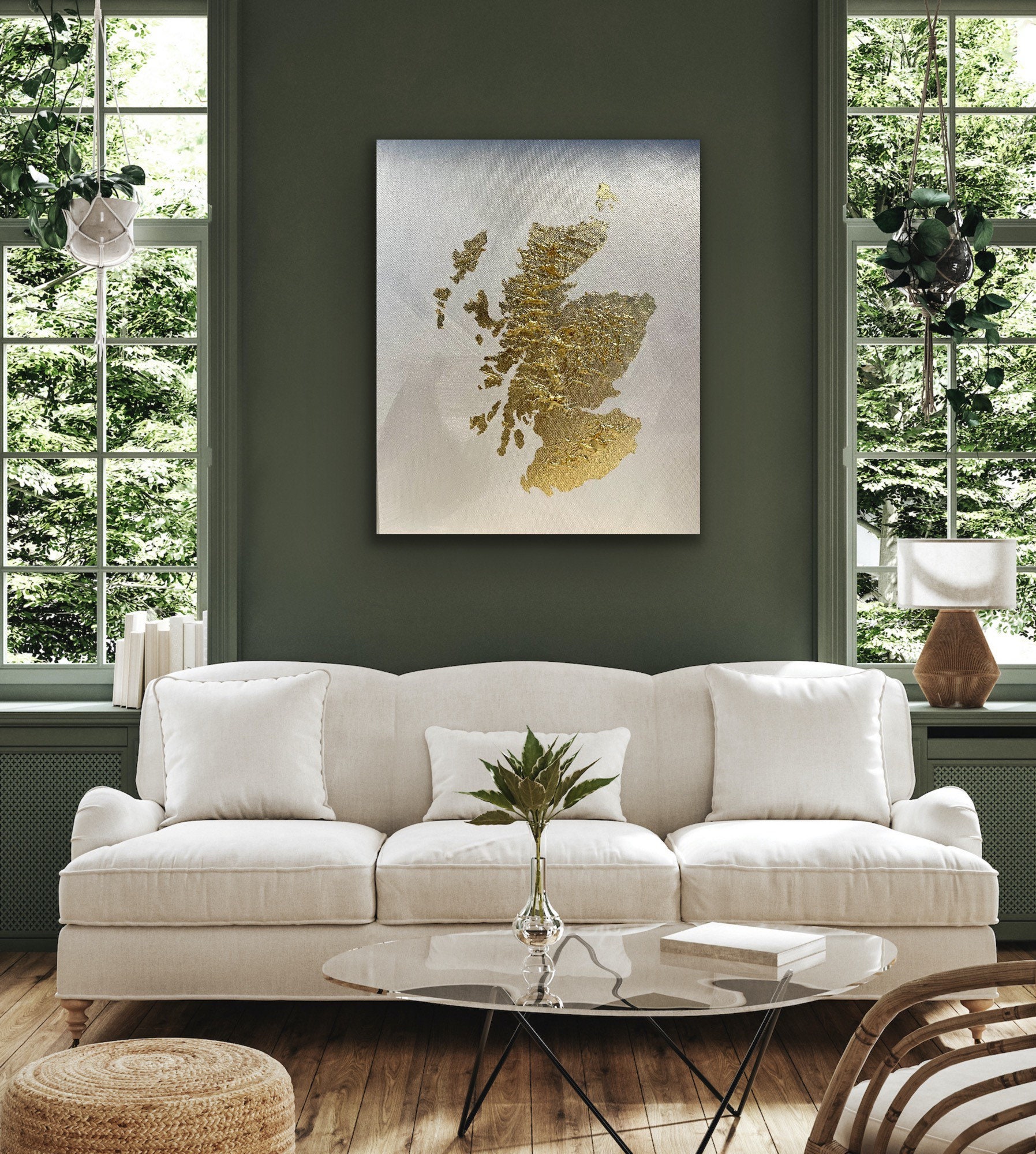 Gold Leaf Map of Scotland Map Scotland Love Map of Scottish Art Work ...