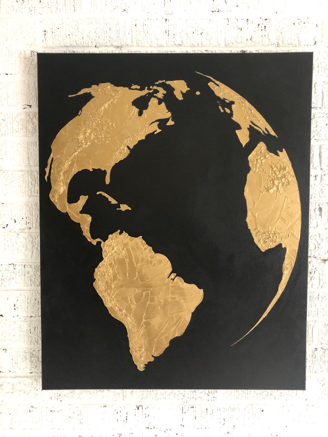 Gold World Map Gold Leaf Map Custom Gold Leaf World Map 3D Map ...