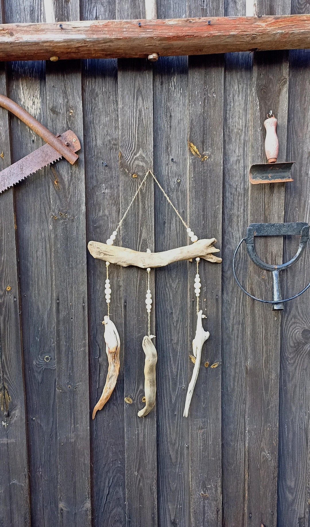 A Very Pretty Wind Chime Made of Great Driftwood With Wooden Beads 54 ...