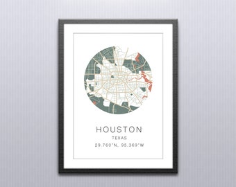 HOUSTON TEXAS MAP Glossy Poster Picture Photo Banner Print Road City ...