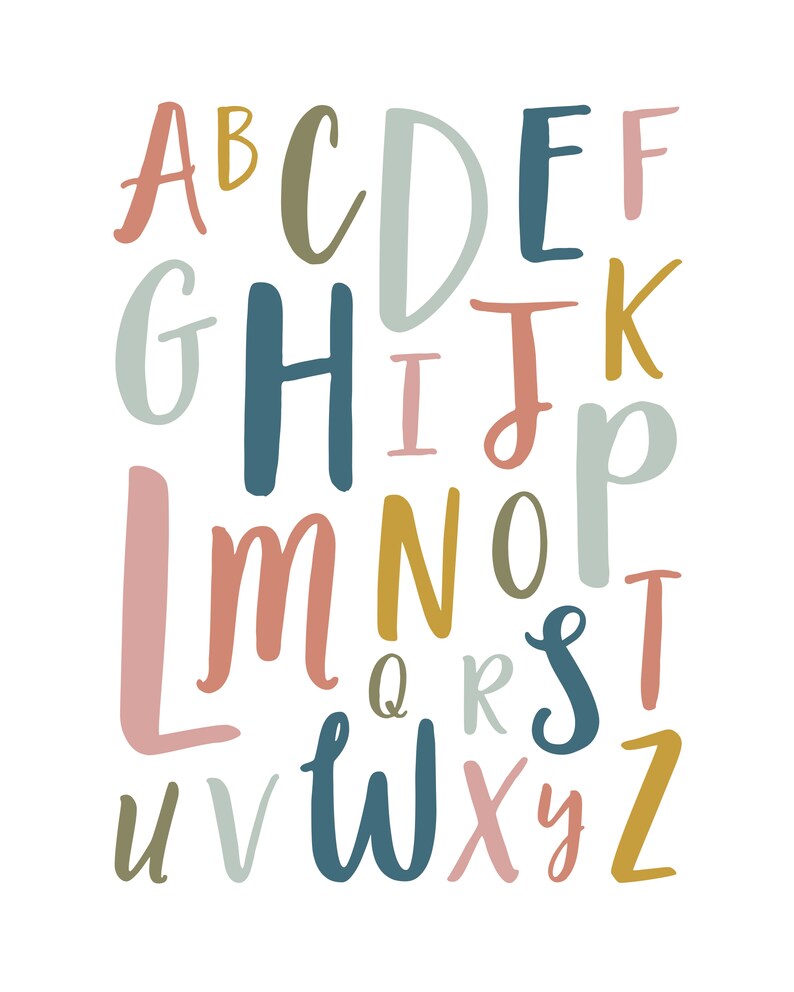 Curly ABC letter poster | Etsy