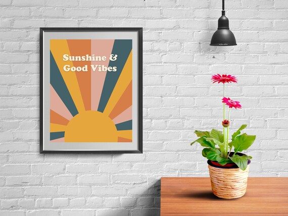 Retro Graphic Sunshine Poster | Etsy