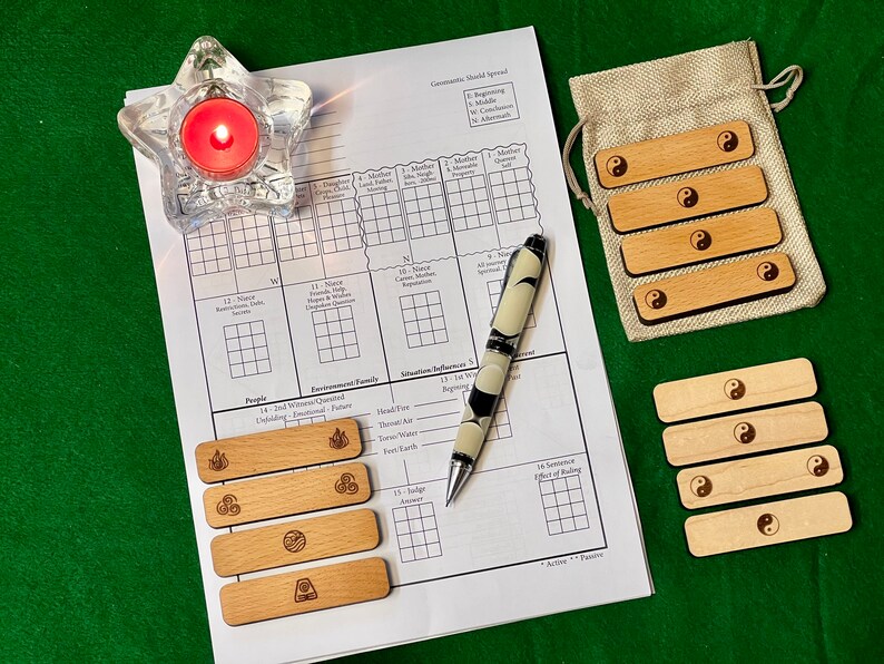 Geomancy Training Cards and Sticks Druid Sticks Divination - Etsy