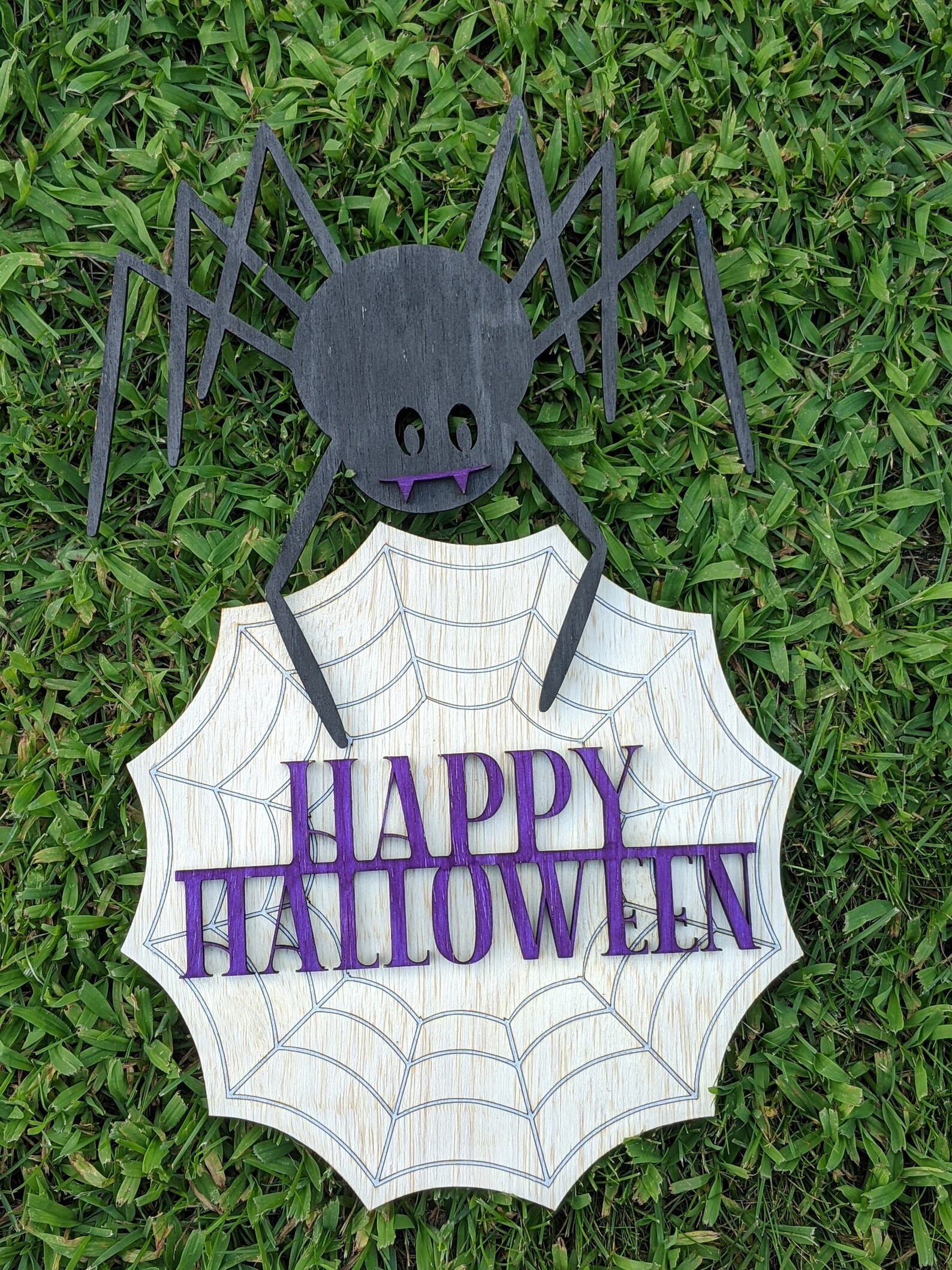 Happy Halloween Spider and Web Door Hanger SVG - Etsy