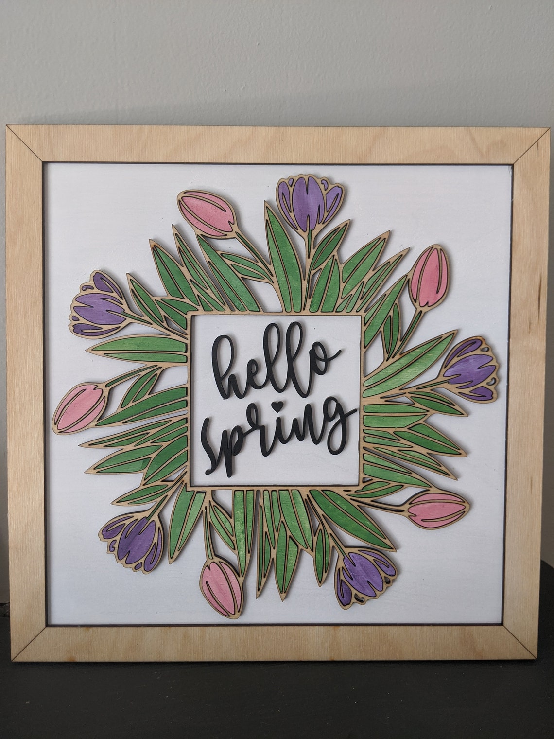 Hello Spring Floral Wreath SVG - Etsy