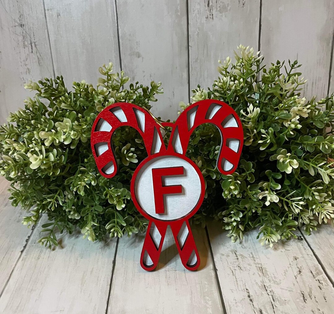 Candy Cane Open Monogram Ornament Svg - Etsy