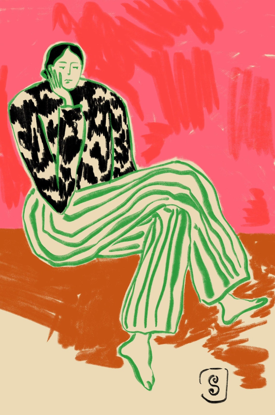 CALM WOMAN PORTRAIT Digital Art Print - Etsy