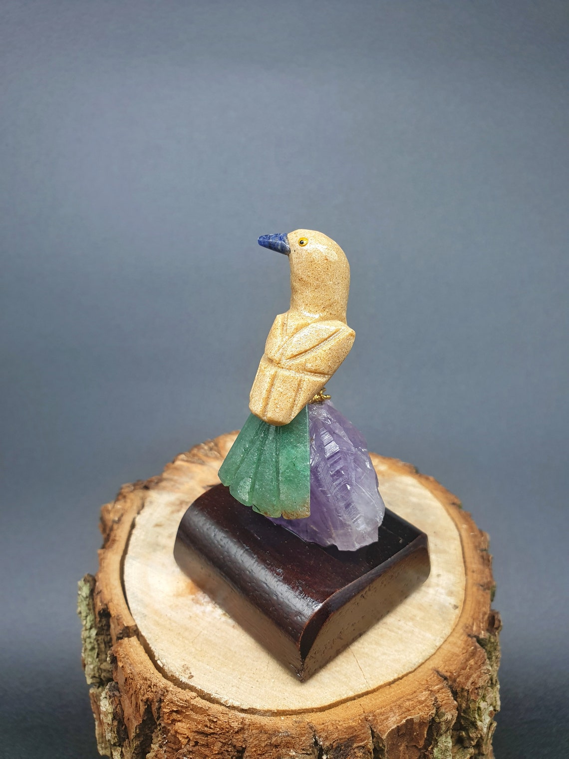 Crystal Amethyst Bird Parrot Sculpture Totem Animal Gemstone - Etsy
