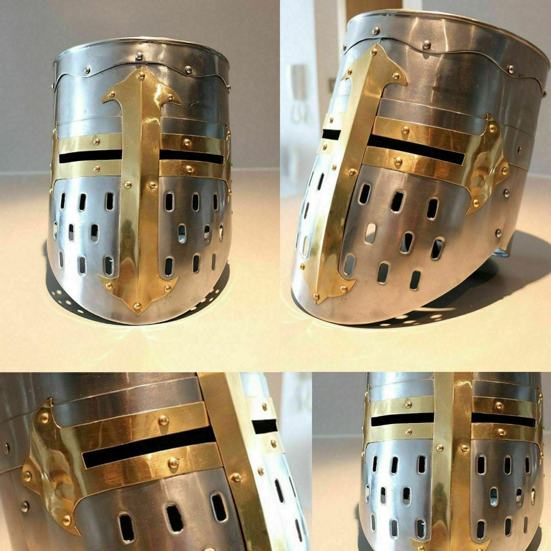 Battle Ready Medieval Knight Templar Wearable Metal Crusader Helmet ...