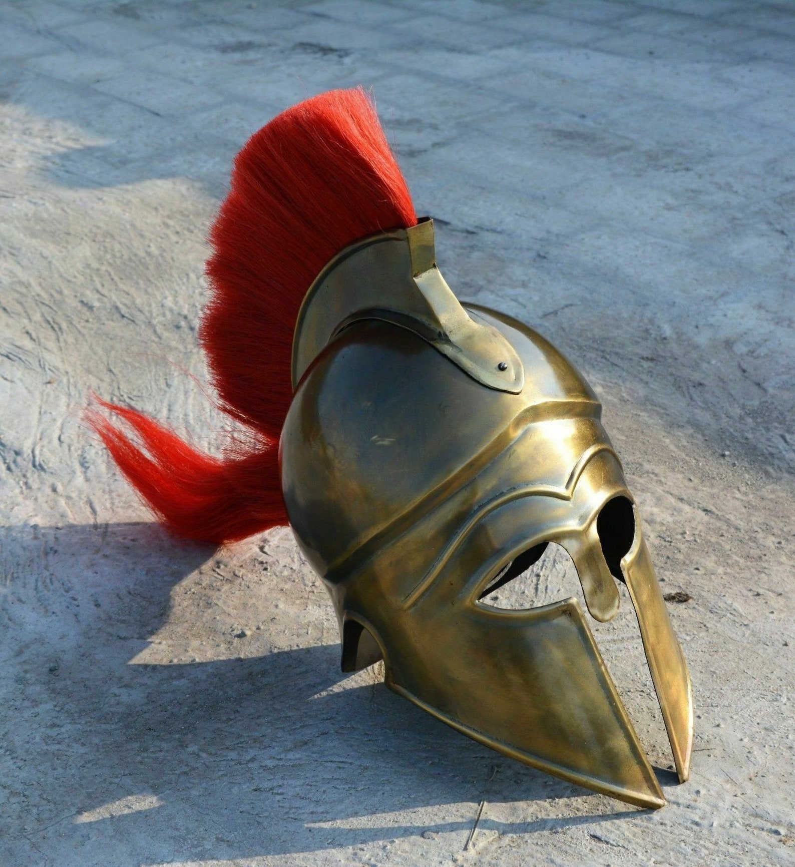 Medieval Greek Corinthian Helmet Red Black Plume Spartan Armor Helmet ...