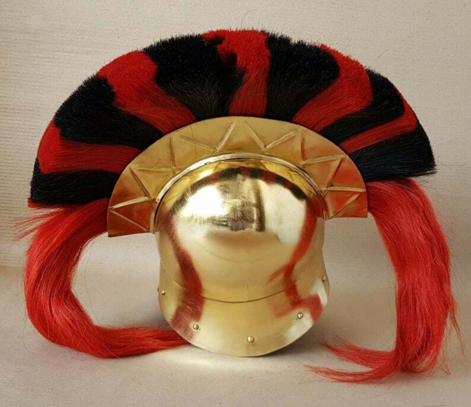 Original Brass Greek Corinthian Helmet With Red 7 Black Plume Knight ...