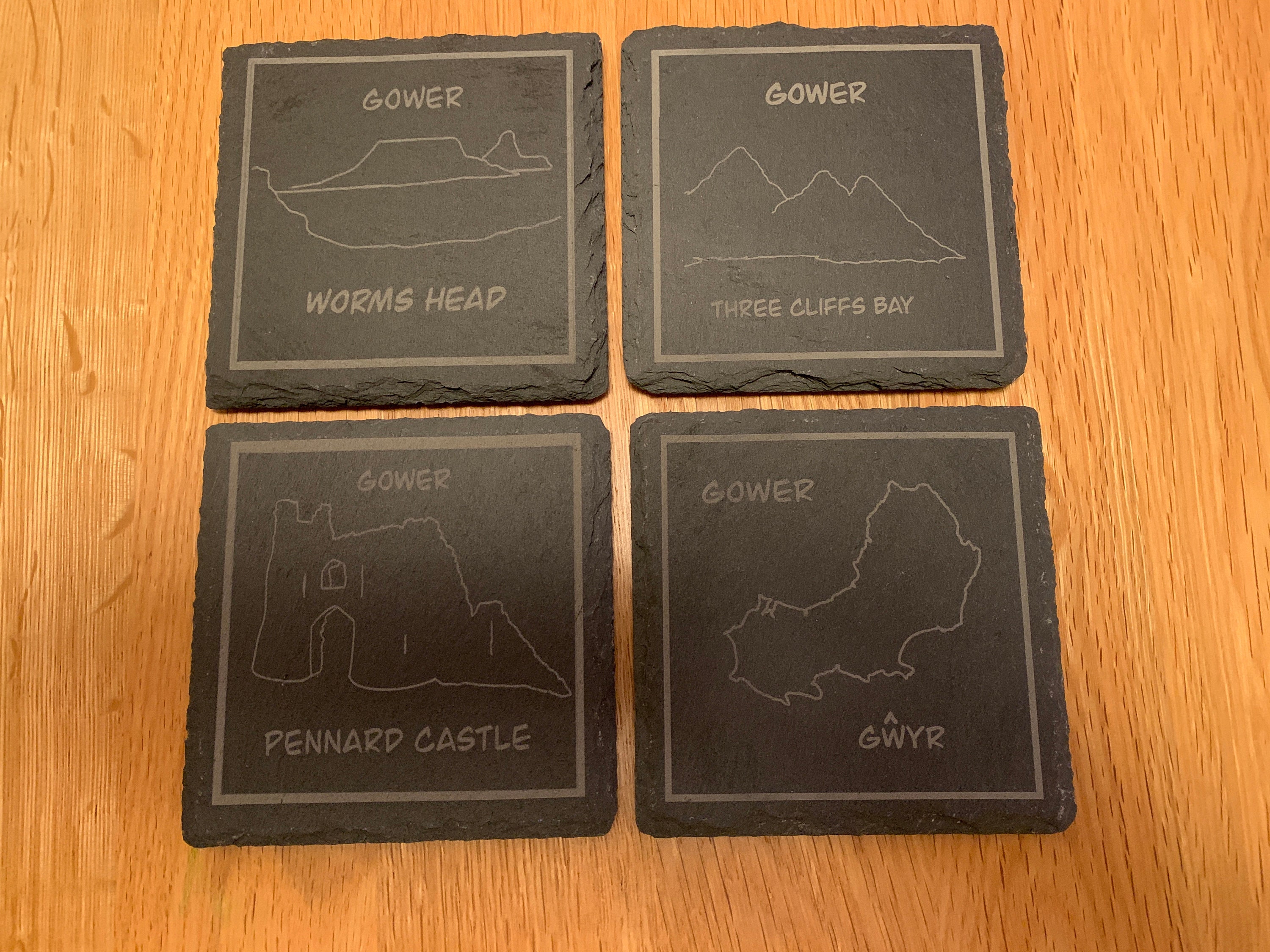 Gower Landmark Slate Coasters - Etsy