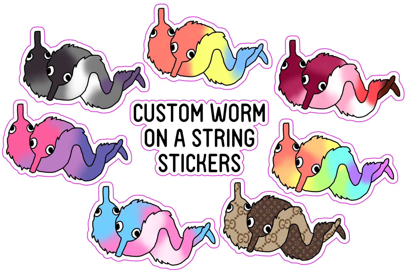 Custom Worm on a String Stickers | Etsy