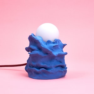 Handmade Ceramic Cobalt Lamp - Organic Shape Lamp - Matte Blue Lamp ...