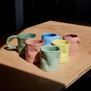 Handmade Pastel Coffee Cup - Colorful Ceramic Cup - Handbuilt Coffee ...