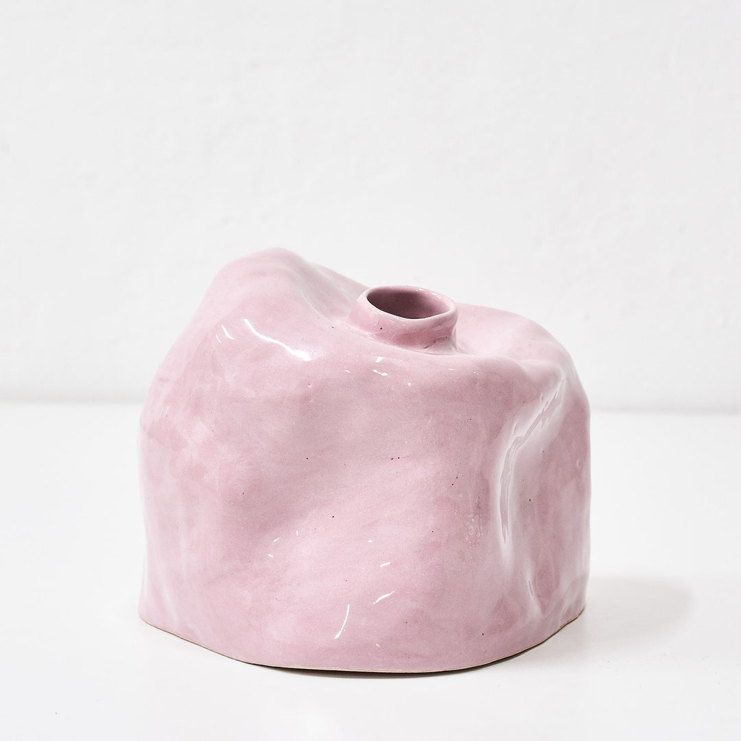 Hand-built Pink Glossy Ceramic Vase - Etsy