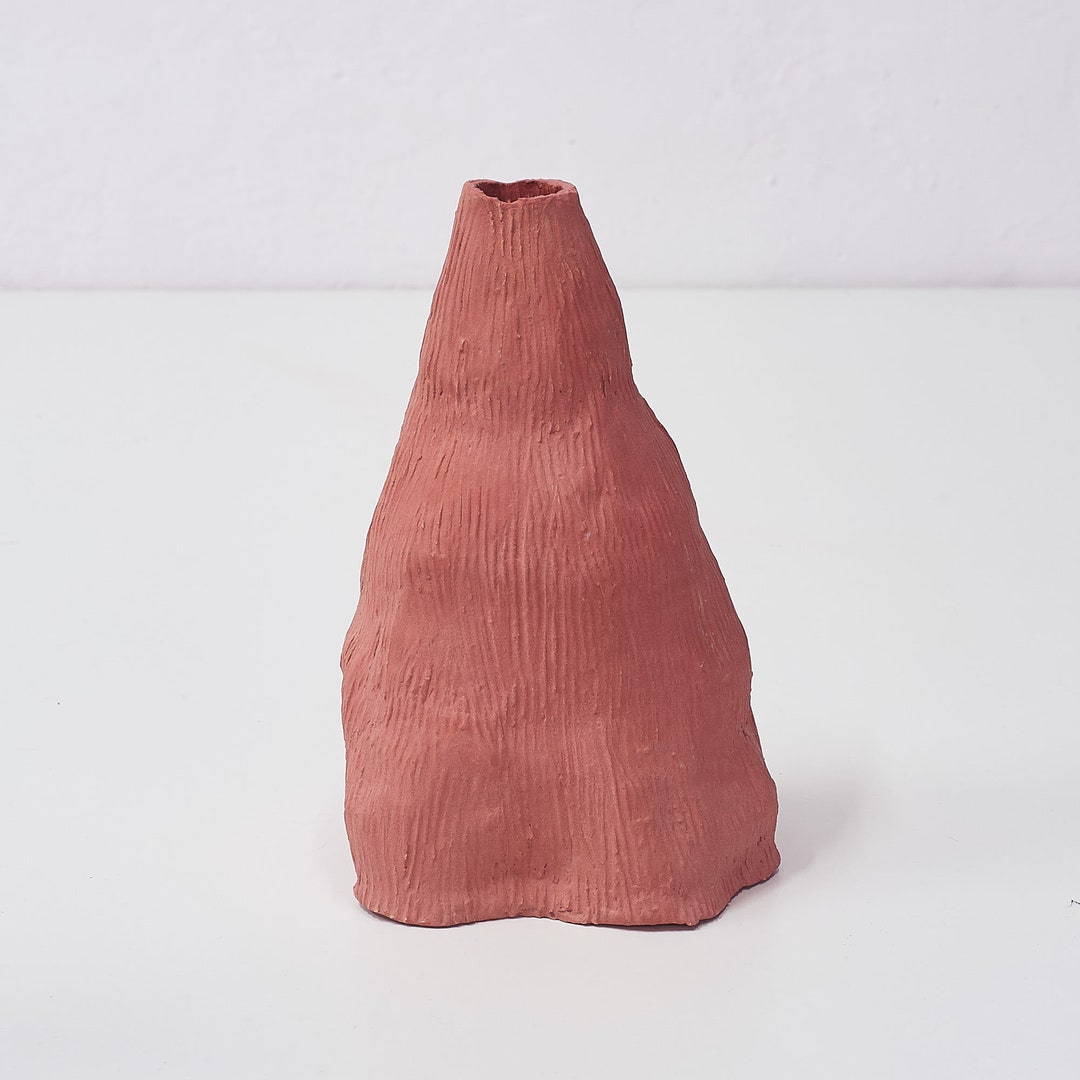 Hand-built Red Vase With Rough Texture - Etsy