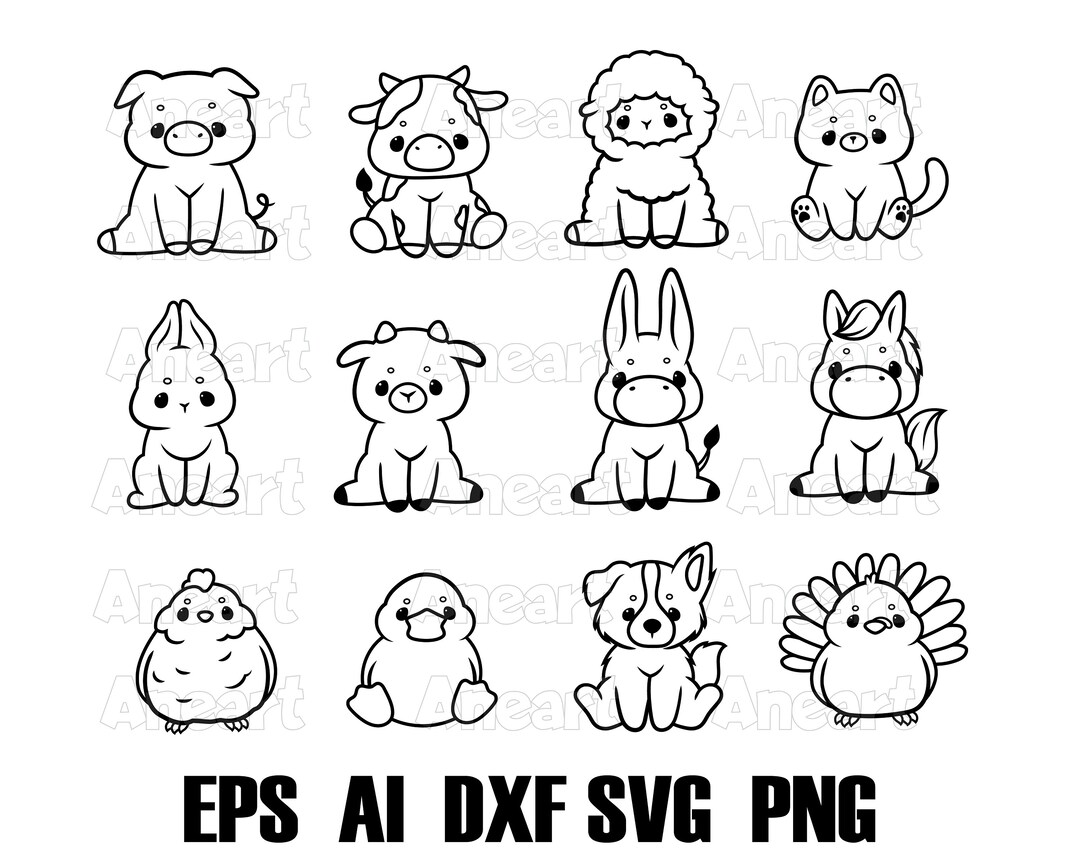 Farm Animals Svg, Cute Animals Svg, Farm Svg, Baby Animals Svg, Animals ...