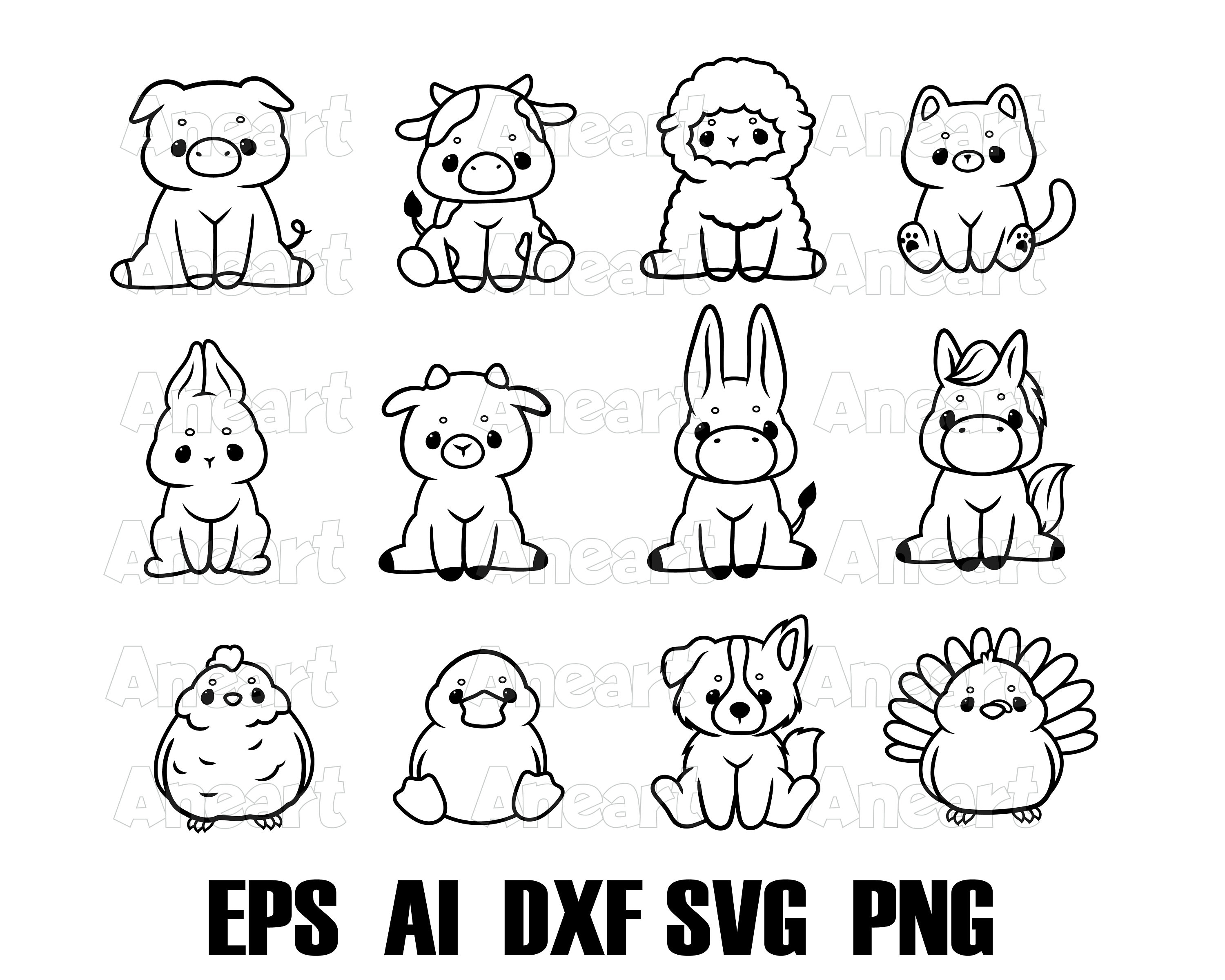 Farm Animals Svg, Cute Animals Svg, Farm Svg, Baby Animals Svg, Animals ...