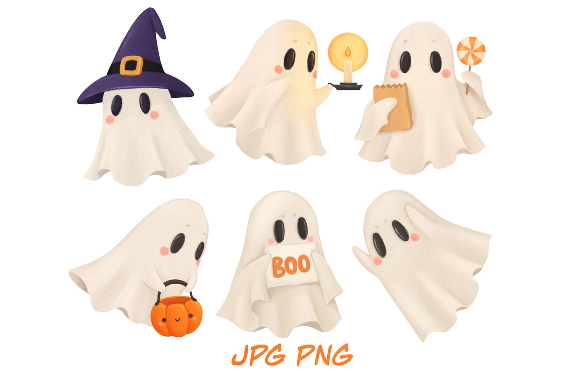 Cute Ghost Clip Art Halloween Clip Art Ghost Png Halloween - Etsy