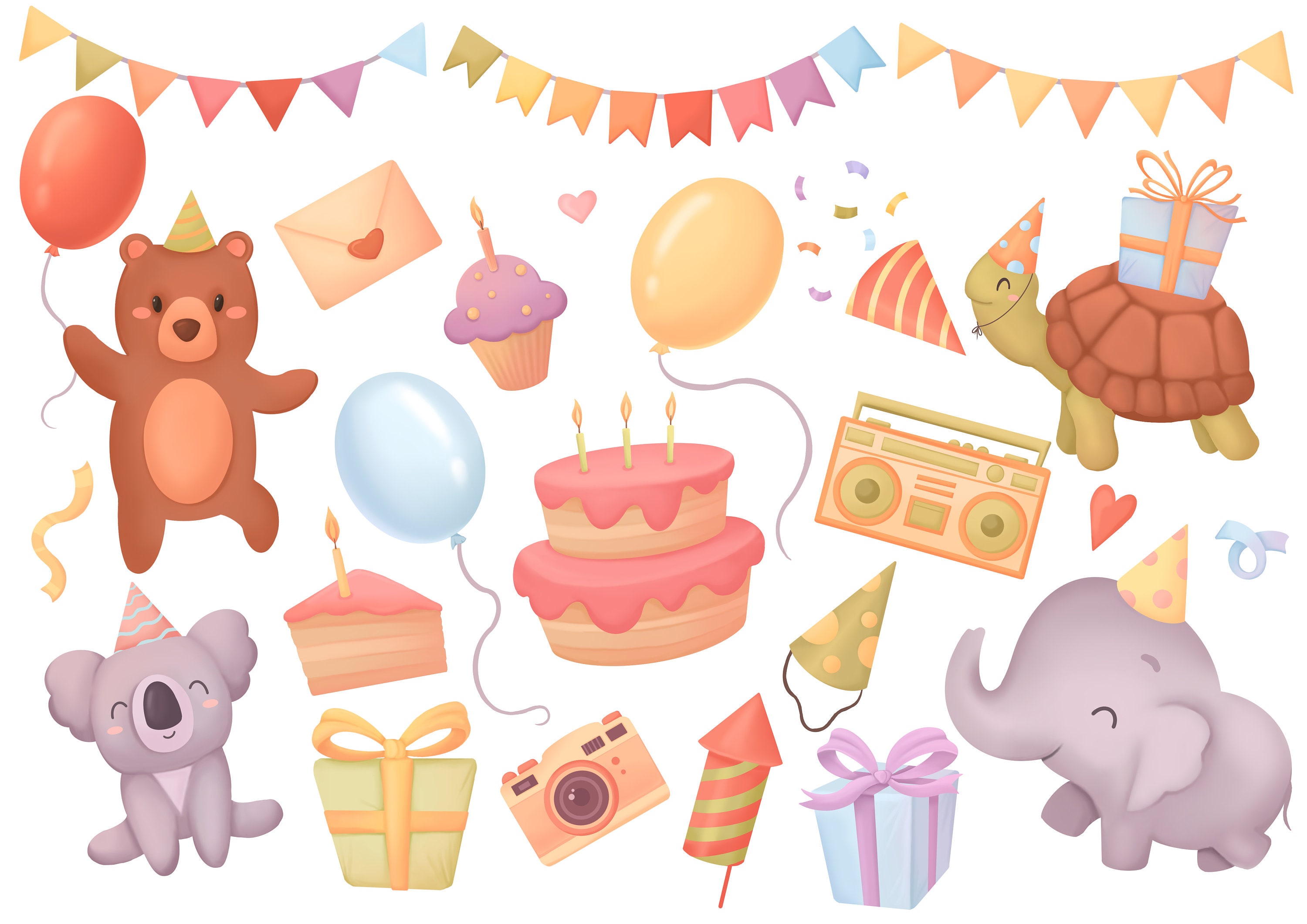 Party Animals Clipart Birthday Clipart Birthday Cake Clipart Gift ...