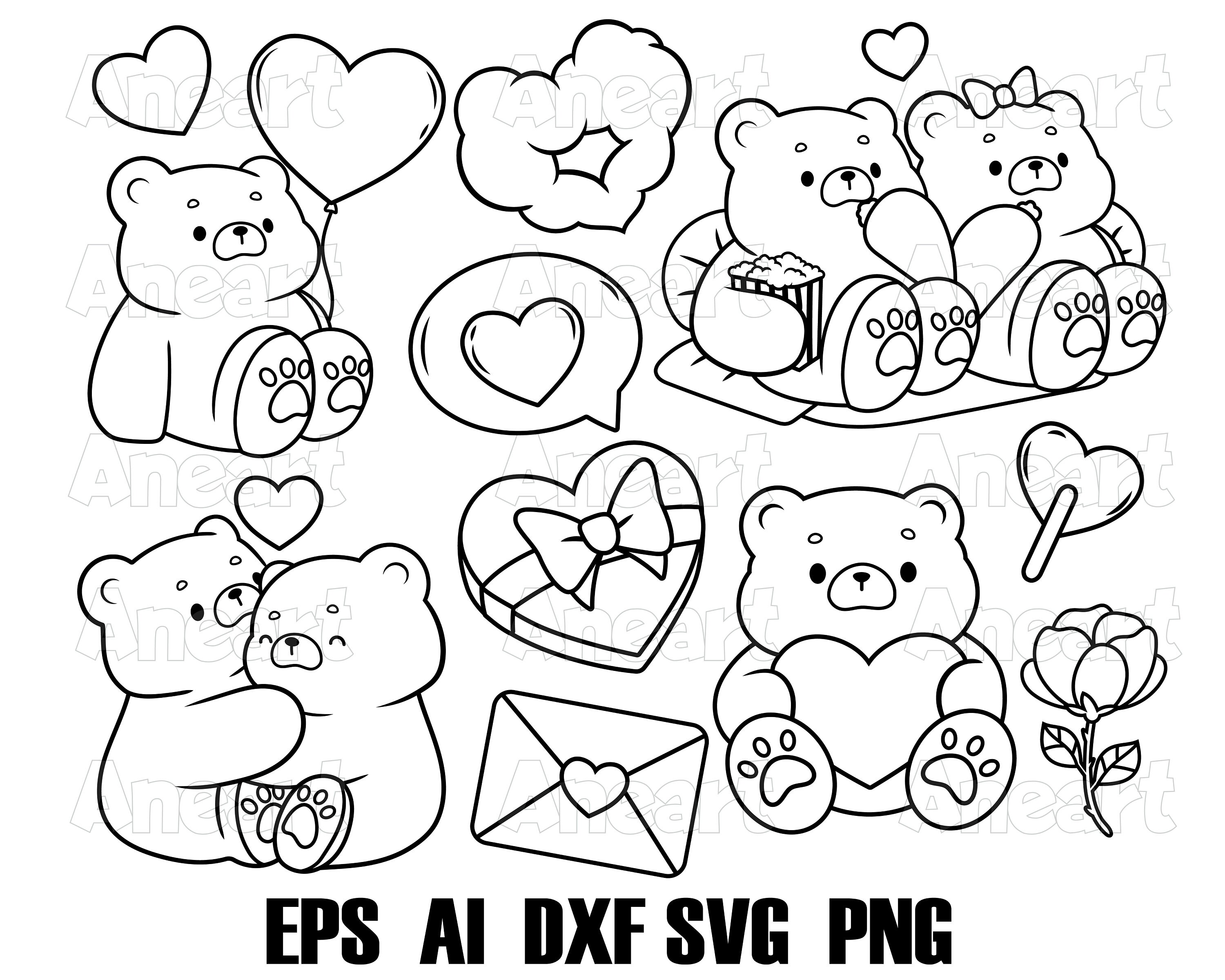 Valentines Day Svg, Valentines Animals, Valentines Bear, Bear Svg ...