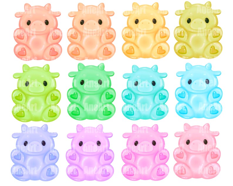 Cute Cow Png, Cow Png, Gummy Png, Gummy Cow Png, Rainbow Cow, Colorful ...