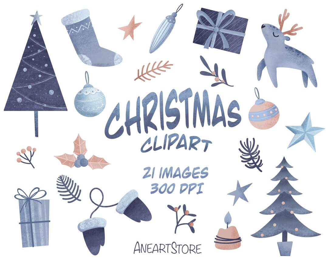 Christmas Clip Art, Blue Winter Clip Art, Winter Clip Art, Christmas ...