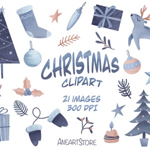 Christmas Clip Art, Blue Winter Clip Art, Winter Clip Art, Christmas ...