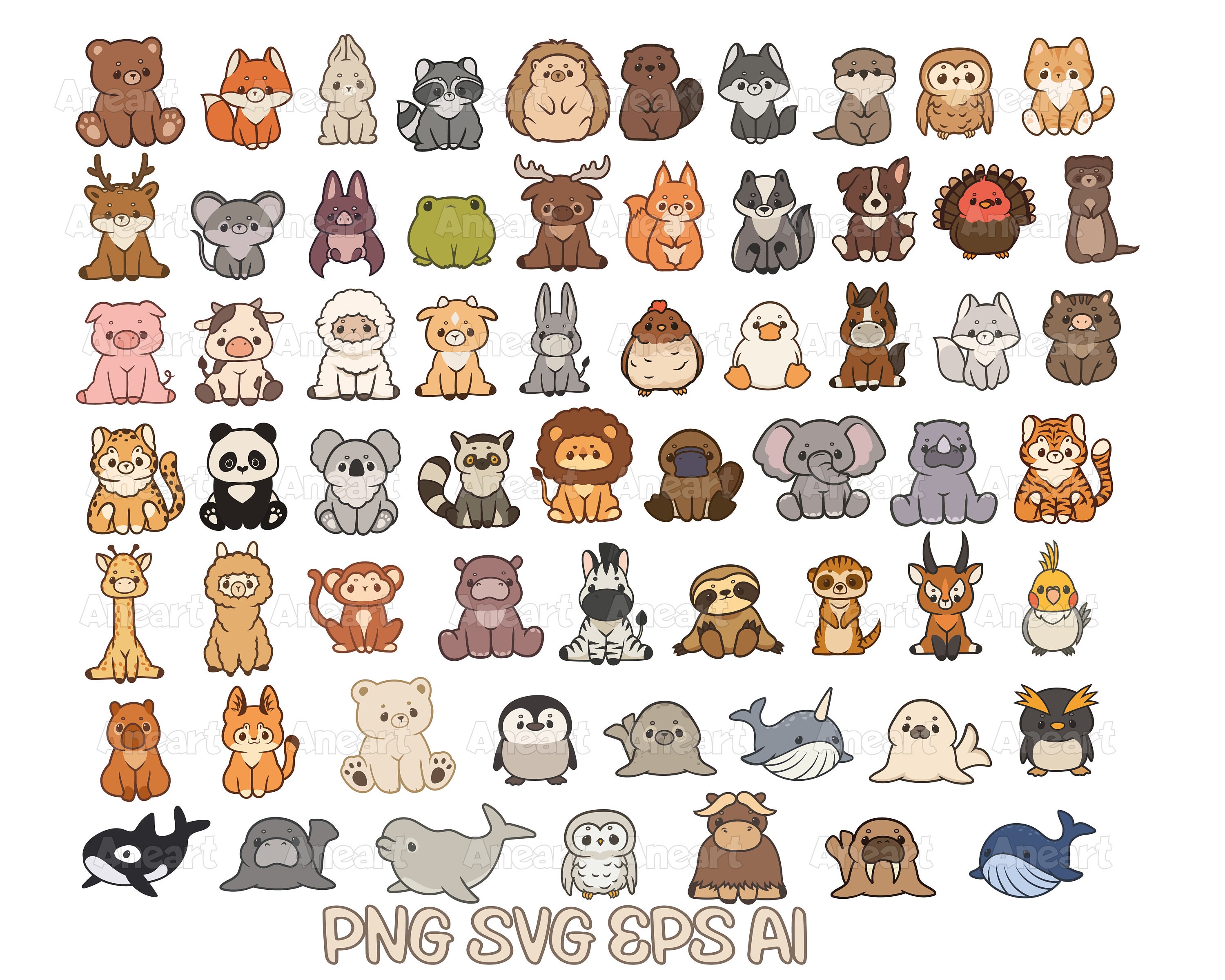 Animals Svg Bundle, Animal Svg, Woodland Animals Svg, Safari Animals ...