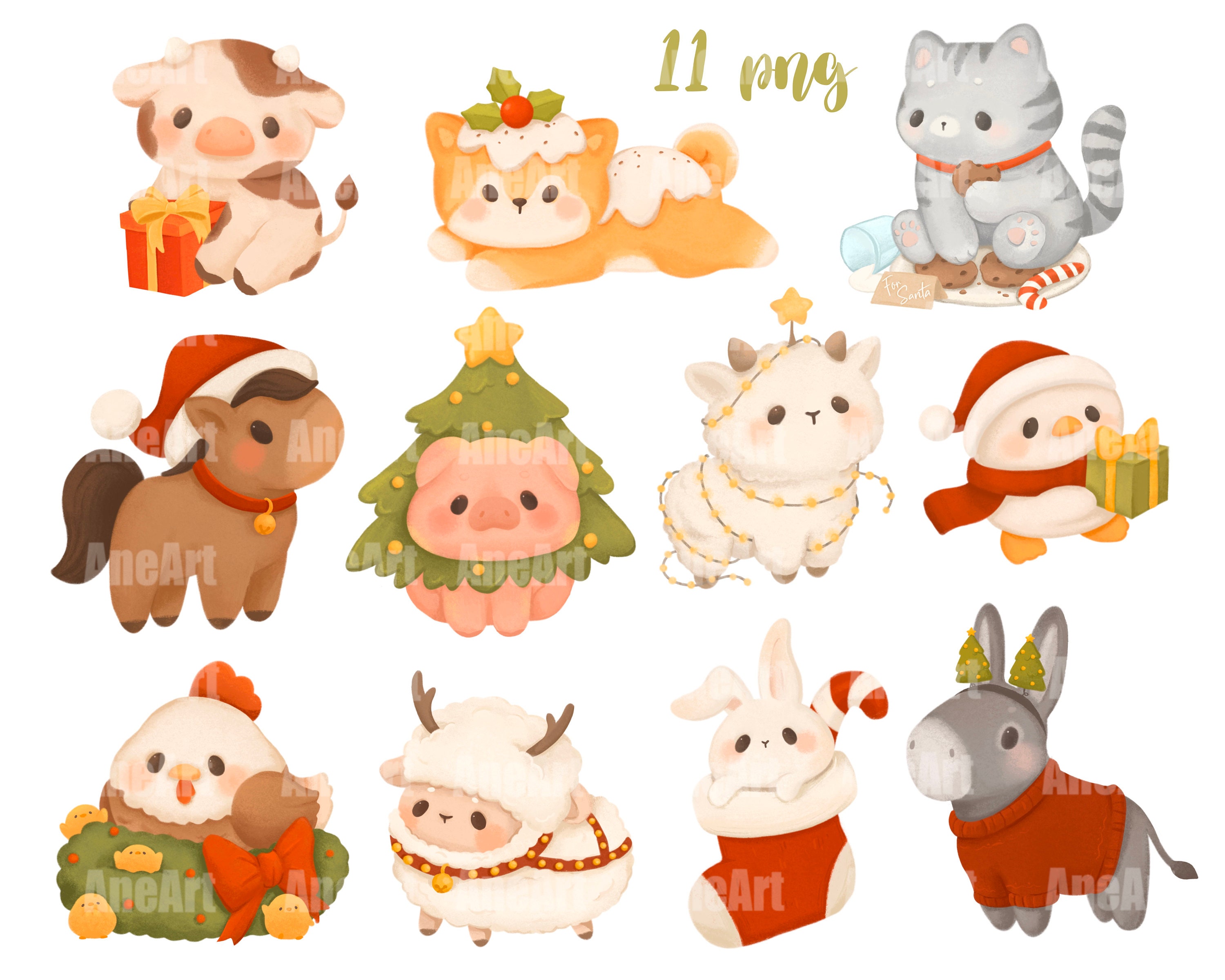 Cute Chibi Christmas Animals