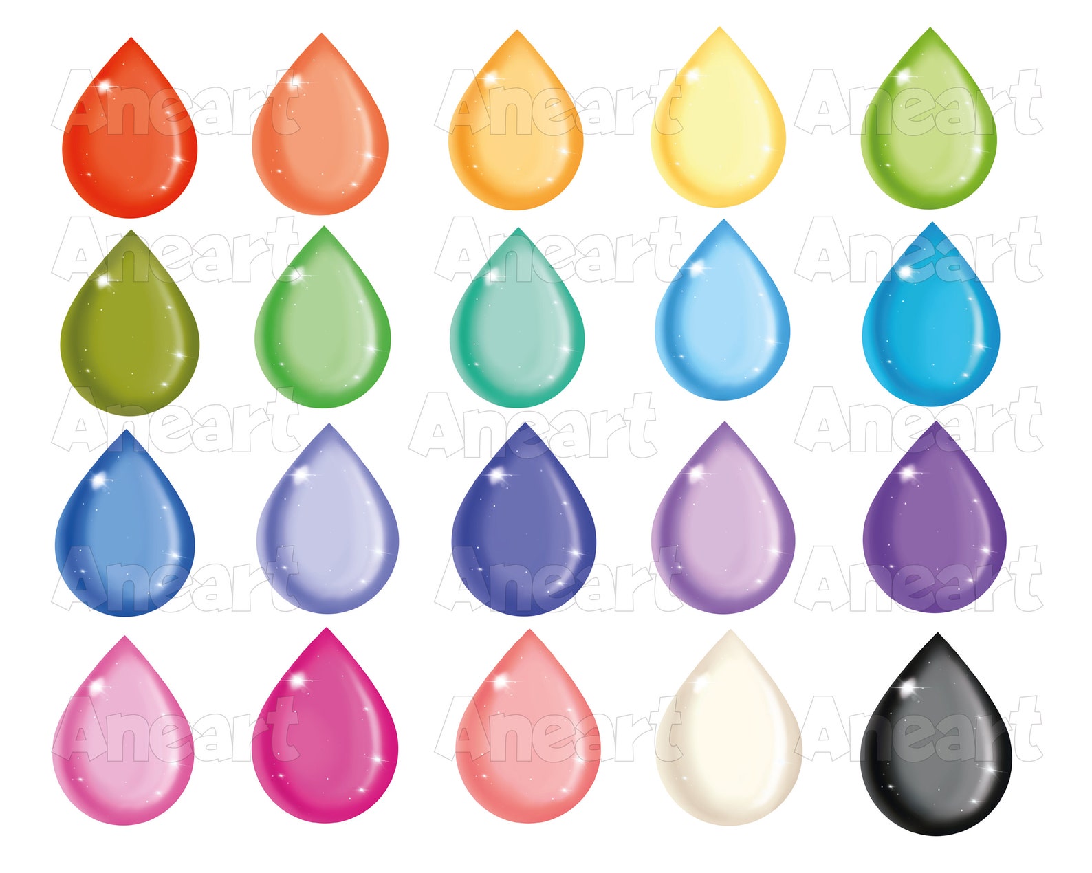 Drop Clip Art, Teardrop Clip Art, Rainbow Drop Clip Art, Raindrop Clip ...