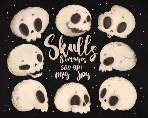 Skulls Png Skull Clip Art Cute Scull Spooky Clip Art - Etsy
