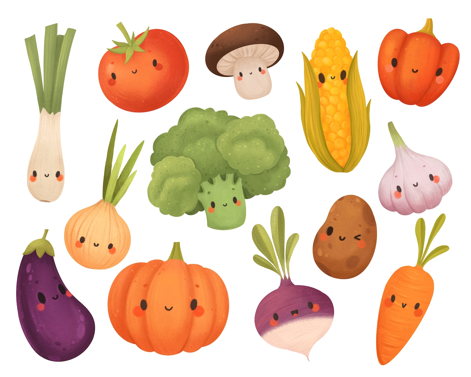Cute Vegetables Clipart Kawaii Vegetables Food Clipart - Etsy
