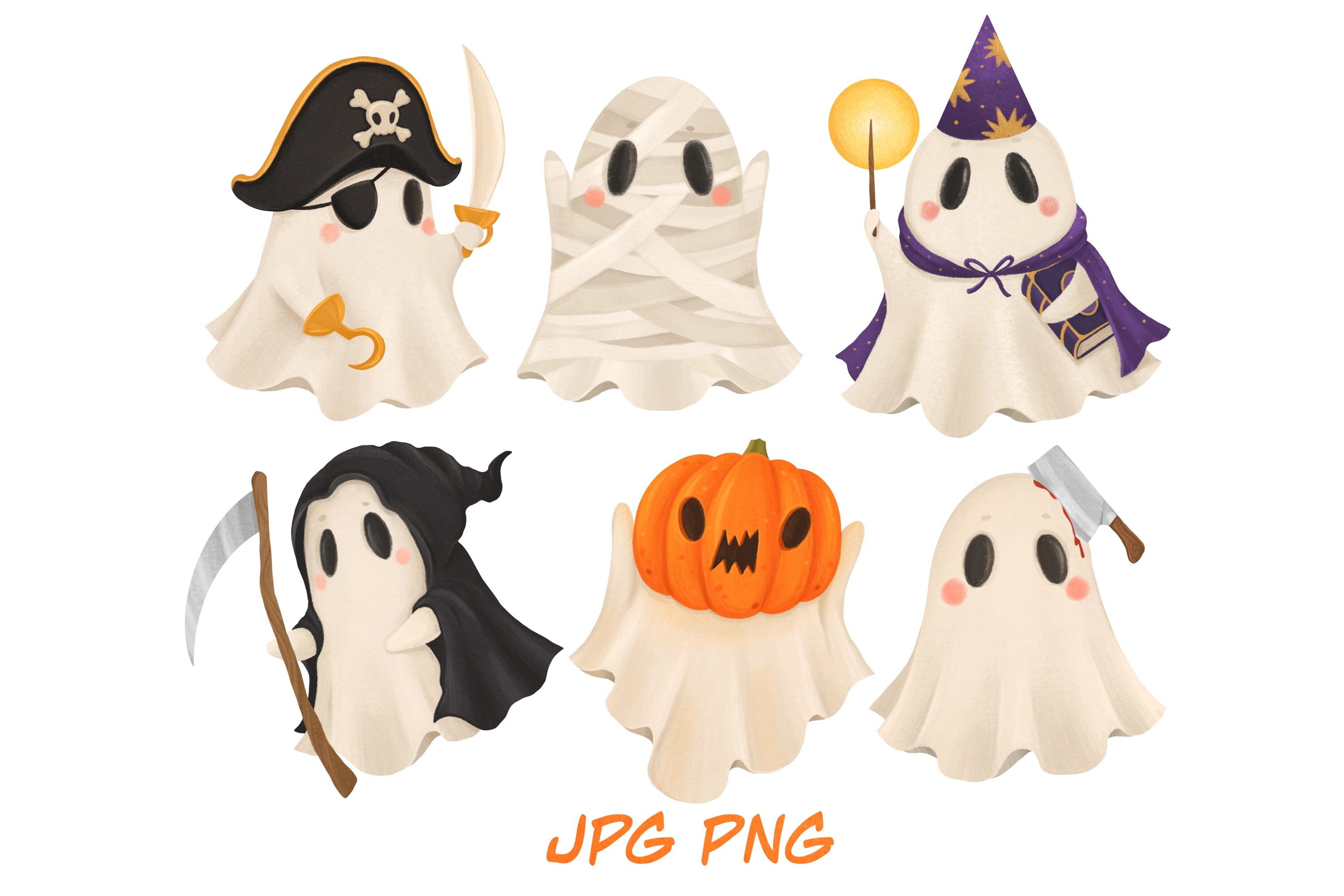 Cute Ghost Clip Art Halloween Clip Art Witch Clip Art - Etsy