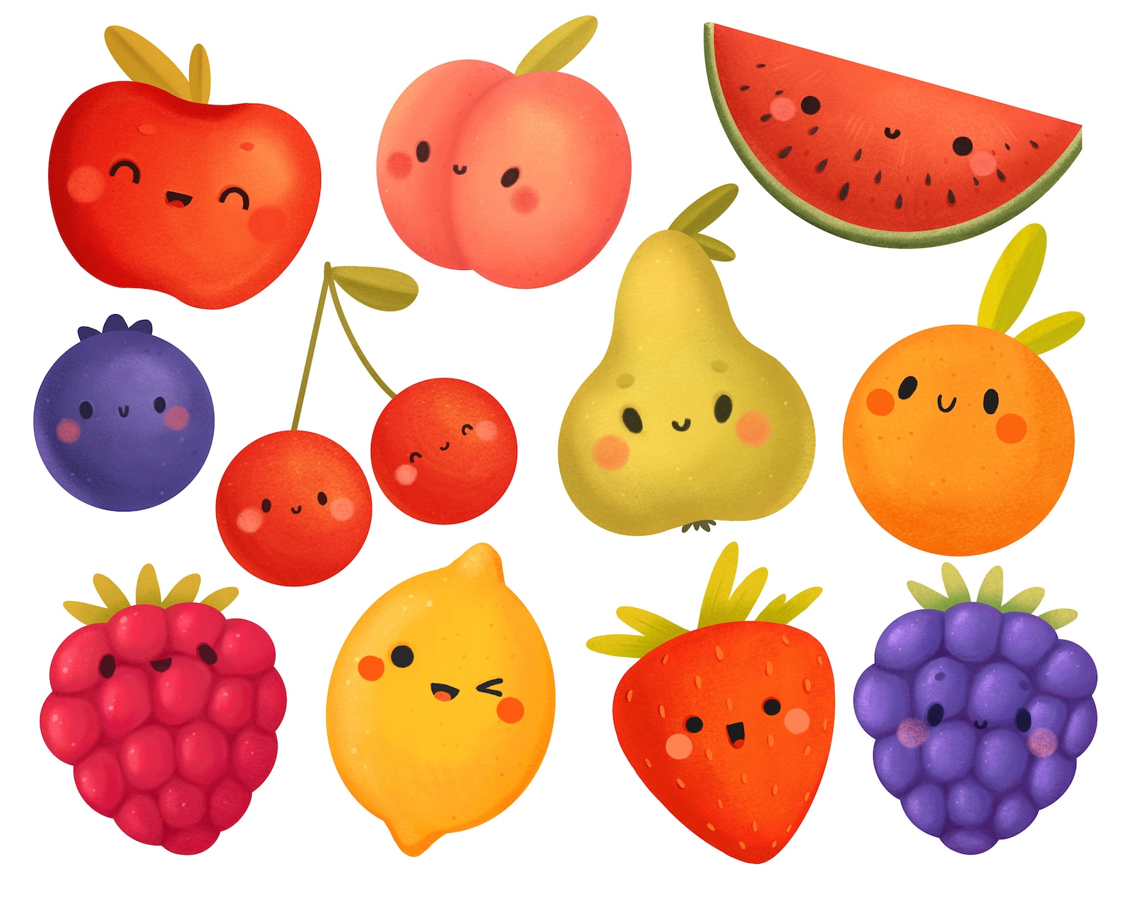 Obst Clipart kawaii Obst Clipart Sommer Obst Obst mit - Etsy Schweiz